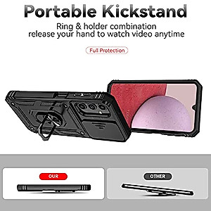Meikobuly for Samsung Galaxy A14 5g Case - Shockproof Cases for A14 5G - Anti-Fall Drop Protection - Built-in Slide Anti-Scratch Camera Lens Cover - Integrated 360 Degree Rotating Kickstand,Black