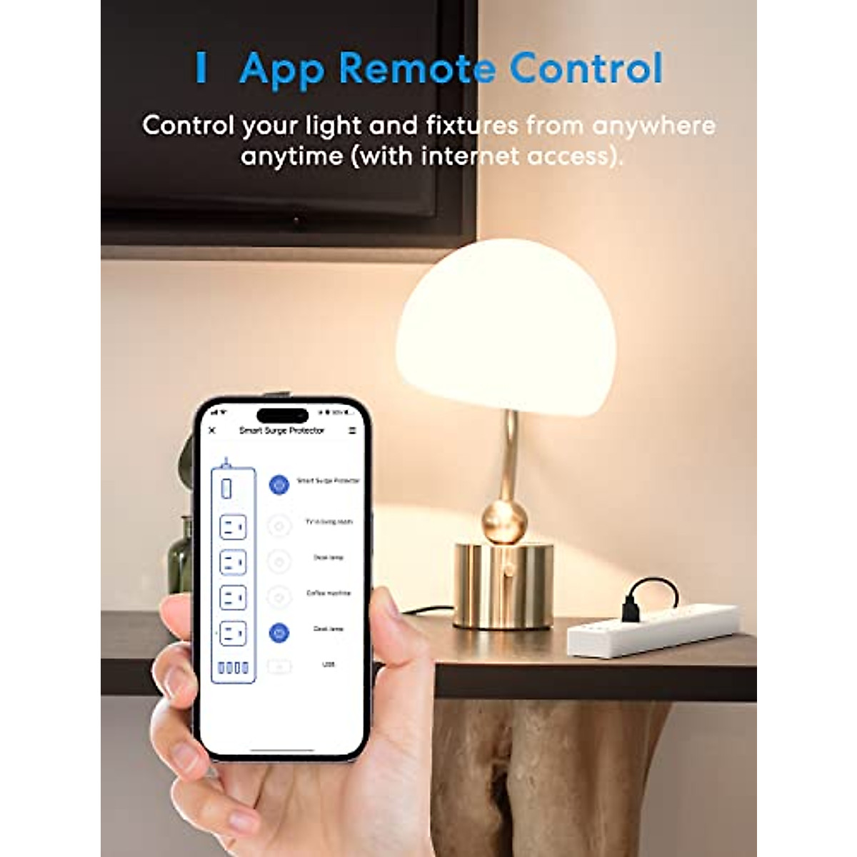 meross Smart Power Strip Compatible with Apple HomeKit, Siri, Alexa, Google Home and SmartThings, WiFi Surge Protector with 4 AC Outlets, 4 USB Ports and 6ft Extension Cord, Voice and Remote Control