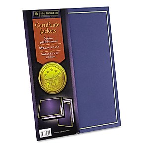 Southworth PF6 Certificate Jacket Navy w/Gold Border 88 lbs. 9-1/2 x 12 5/Pack