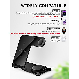 Mlfsaier 3 in 1 Charging Station for Multiple Devices Apple - Aluminum Alloy Fast Wireless Charger Stand Dock for iPhone 15/14/13/12/11/Pro/Max/XS/XR/X/8/Plus,for Apple Watch &AirPods Desk Beside