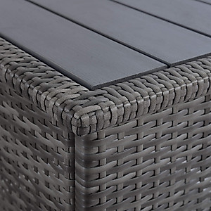 Merax, Beige 8 PCS Patio Conversation Sets PE Rattan Wicker Outdoor Sectional Group with Table and Cushions