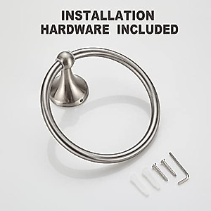 Orlif Bathroom Towel Ring，Metal Heavy Duty Metal Hand Towel Holder Round Bath Towel Holder Hangers with Wall Mount Hardware（2 Pack，Drill Needed） (Brushed Nickel)