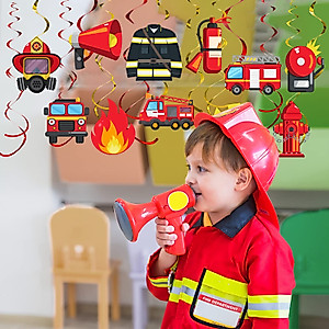 30 Pieces Fire Truck Hanging Swirl Decorations Firetruck Birthday Decorations Swirls Firefighter Party Favors Fire Truck Party Hanging Swirls for Fireman Theme Birthday Baby Shower