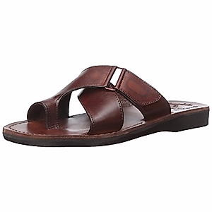 Asher - Leather Slide On Sandal - Brown