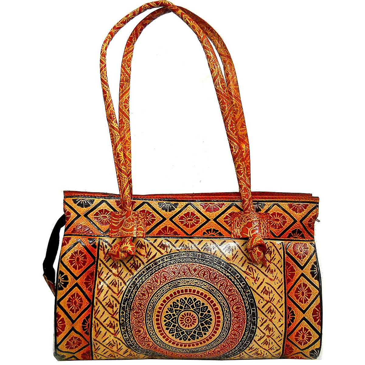 Mandala Design/Circles Design traditional Indian 100% Genuine Pure Shantiniketan Leather Shoulder Bag
