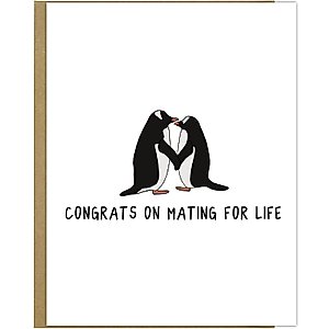 rockdoodles Wedding Card Funny, Engagement Card & Bridal Shower Card For Bride To Be, Funny Wedding Card & Engagement Card With Penguin For The Married Couple (Mates For Life)