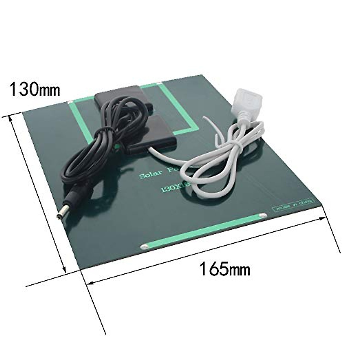 Heyiarbeit 1 Pcs 5V 3.5W Small Polysilicon Epoxy DIY Solar Panel Module 130mm x 165mm/5.12" x 6.50"(L*W) with Wire USB Port Plug for Cell Charger