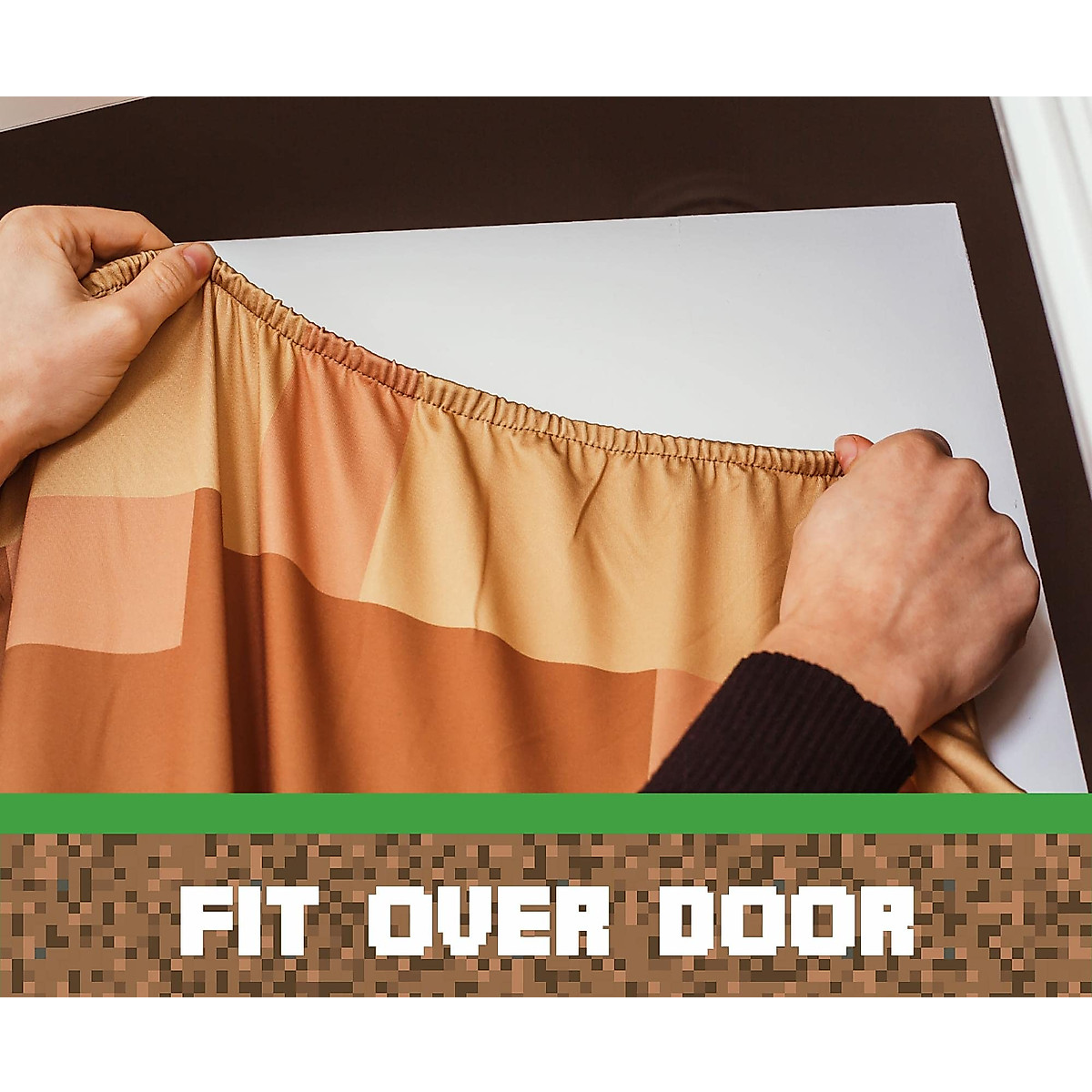 Ukonic Minecraft Oakdoor Fabric Door Cling | 34 x 82 Inches
