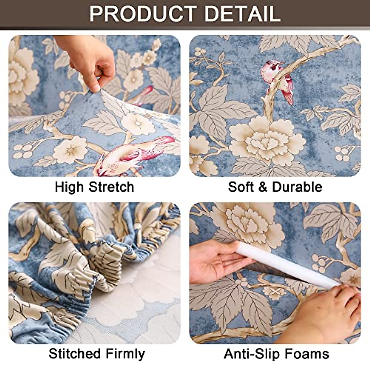 Celevingne Stretch Couch Cover Printed Sofa Cover Sofa Protector for Sofa-4 Seater Elastic Sofa Slipcover with 1 Pillowcase(Golden Trees, Sofa-4 Seater)