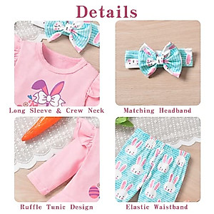 Aalizzwell 3-6 Months Baby Girl Easter Clothes Infant Girls First Easter Outfit My Tunic Rabbit Clothing Set Bunny Blue