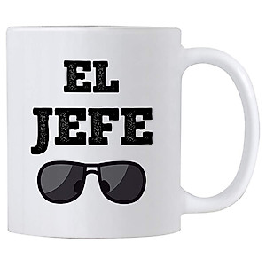 Mug Idea for Boss. El Jefe 11 oz Coffee Mug. Funny Saying in Spanish for The Bosses. Regalo para Tu Jefe. (White)