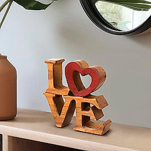 Decozen Handcrafted Solid Wood Sculpture from Daughter, Son, Husband - Ideal for Home, Mantel, Fireplace, and Foyer Decor - Tabletop Accent