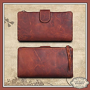 Valenchi-Soft and Flexible Genuine Leather Ladies Wallet with Metal Zipper and Snap closer (Cognac Vintage)