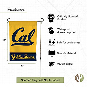 Desert Cactus University of California Berkeley UCB Garden Flag – 19 x 12 inch Golden Bears Banner, For Outdoor Display and Events (Design B)
