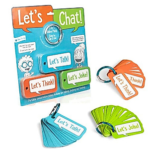 Open The Joy Let’s Chat 3-in-1 Conversation Starters Cards for Kids - Grab and Go Travel Card Games for Car, Airplanes - Talk, Think, Joke Cards - Ages 4+