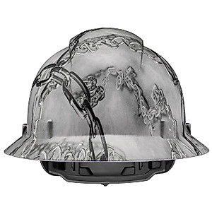 Acerpal Full Brim Non-Vented Chain Art Design Matte Finish OSHA Hard Hat with 6 Point Suspension