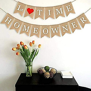 SWYOUN Burlap 1st Time Homeowner Banner House Warming Party Mantel Fireplace Decoration Supplies
