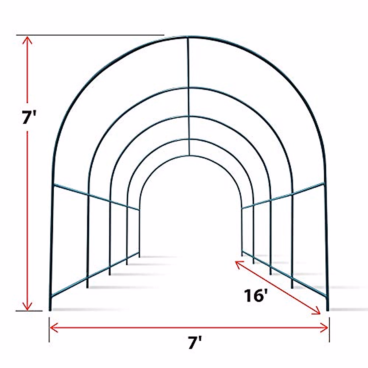 YardGrow Greenhouse Frames for Larger Hot Garden House Support Arch Frame Climbing Plants/Flowers/Vegetables Outdoor (16x7x7 FT)