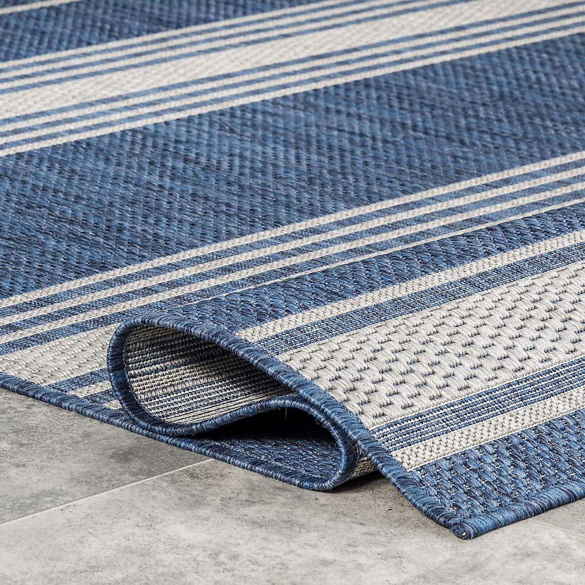 Rugs USA x Lauren Liess Romy Striped Indoor/Outdoor Area Rug, 4x6, Blue