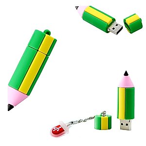 Cute USB Flash Drive - Fun USB 16GB - 16GB Storage Pen Drive - 16GB USB Drives(Yellow/Green Pencil)