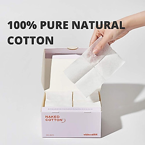 White Rabbit - NAKED COTTON Textured - Perforated Facial Cotton Pads - For Makeup Remover, Toner, Mask - 100% Cotton, Unbleached, Lint-Free - Exfoliating & Durable - Natural & Cruelty-Free - 200 Count