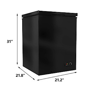 3.5 CU.FT Chest Freezer, Portable & Compact Freezer with Adjustable thermostat, for Meat, Vegetable, and Drinks, Home/Camping/Party, (Black), Chrome