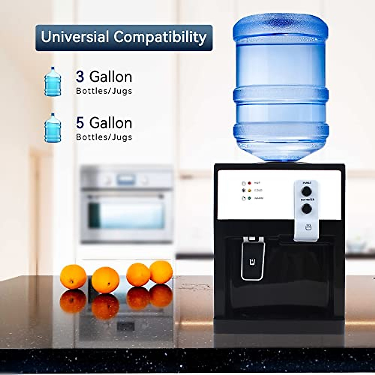 PIOJNYEN Hot and Cold Water Dispenser, Top Loading Water Cooler Dispenser 5 Gallon Countertop Water Cooler Dispenser, 3 Temperature Settings, Water Dispenser for 3 to 5 Gallon Bottles