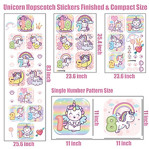 Large Unicorn Floor Decals, Indoor Hopscotch Number Game Stickers, Creative Unicorn Floor Stickers for Kid Girls Bedroom, Playroom, Classroom, Nursery, Daycare Floor & Wall Decor