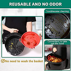 JOHAMOO Air Fryer Silicone Liners, 7.5 Inch Reusable Air Fryer Pot, Food Safe Easy Cleaning Air fryers Silicone Basket Round for 3 to 5 Qt Air fryer Oven Accessories (Red)