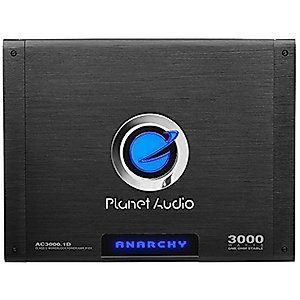 Planet Audio AC3000.1D Anarchy Series Car Audio Amplifier - 3000 High Output, Class D, Monoblock, 1 Ohm, Low Level Inputs, Low Pass Crossover, Mosfet Power Supply, Hook Up To Stereo and Subwoofer
