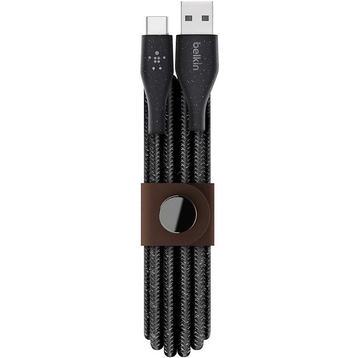 Belkin DuraTek Plus USB C to USB Cable - USB-A Cable W/ Leather Strap - Ultra-Strong Charging Cable W/ Flexible Insulation - Compatible W/ iPads, Samsung Galaxy, Google Pixel & More - 4ft (Black)