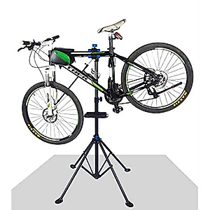 Cross Land Bike Repair Stand with Quick Release Bicycle Maintenance Rack Bike Workstand Height Adjustable and Portabl with Tool Tray Extensible Bike Repair Rack for Road & Mountain Bikes