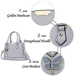 KKXIU Purses and Handbags for Women Top Handle Satchel Shoulder Ladies Crossbody Bags (E-Light Grey)