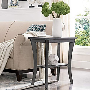 Leick Home 10305-RG Rustic Wire Brushed Driftwood Narrow Side Table with Shelf, Rustic Gray