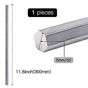 Feelers 304 Stainless Steel Hex Rod Bar S5 Opposite Side 3/16" Hexagonal Rod, 300mm Length, 1PCS