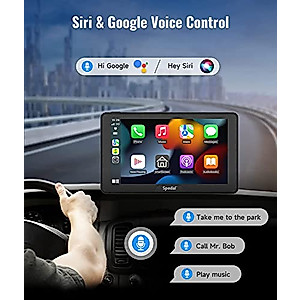 2023 Newest Portable Car Stereo with Wireless CarPlay and Android Auto, Spedal NaviCam-786 Apple CarPlay Dash Mount Car Screen, 7" IPS Touchscreen, Mirror Link/Bluetooth/Navigation/Voice Control
