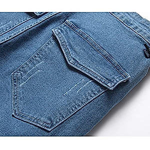 LZLER Men's Stretch Skinny Jeans Multi Pockets Slim Fit Elastic Jeans Comfort Tapered Leg Cargo Pencil Denim Pants(8604LB,38)