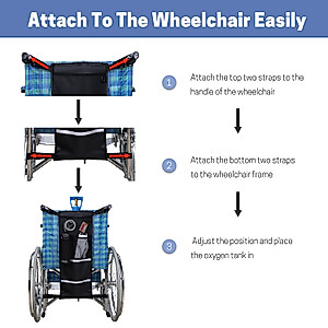 SWISSELITE Oxygen Cylinder Bag,Wheelchair Oxygen Tank Holder with Buckles,Oxygen Tank Carrier Holder for Wheelchair Walker with Mesh Storage Pocket Fits Most Portable Oxygen Tanks