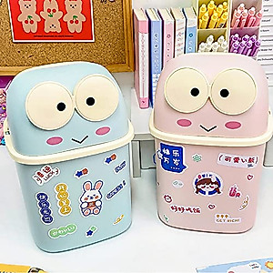 Benshukam Mini Frog Desktop Trash Can Cute Small Trash Can with Lid Flip Trash Can for Bathrooms, Kitchens, Offices, Waste Basket for Dressing Table(Pink)