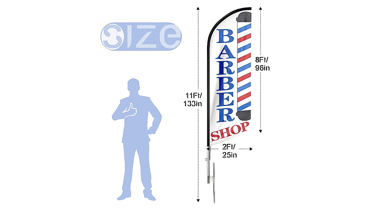 Eye-Catching Barbershop Flag with Pole Kit – 11FT Swooper