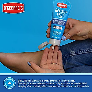 O'Keeffe's for Healthy Feet Foot Cream; Guaranteed Relief for Extremely Dry; Cracked Feet; Clinically Proven to Instantly Boost Moisture Levels; 3.0 Ounce Tube; (Pack of 1)