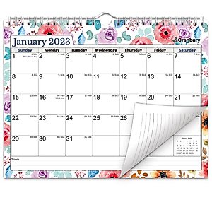 CRANBURY Small Wall Calendar 2023 - (Floral) Use 8.5x11 Calendar 2023 as Desk Calendar or Hanging Calendar 8.5 x 11, Gorgeous Flower Designs, Includes Stickers