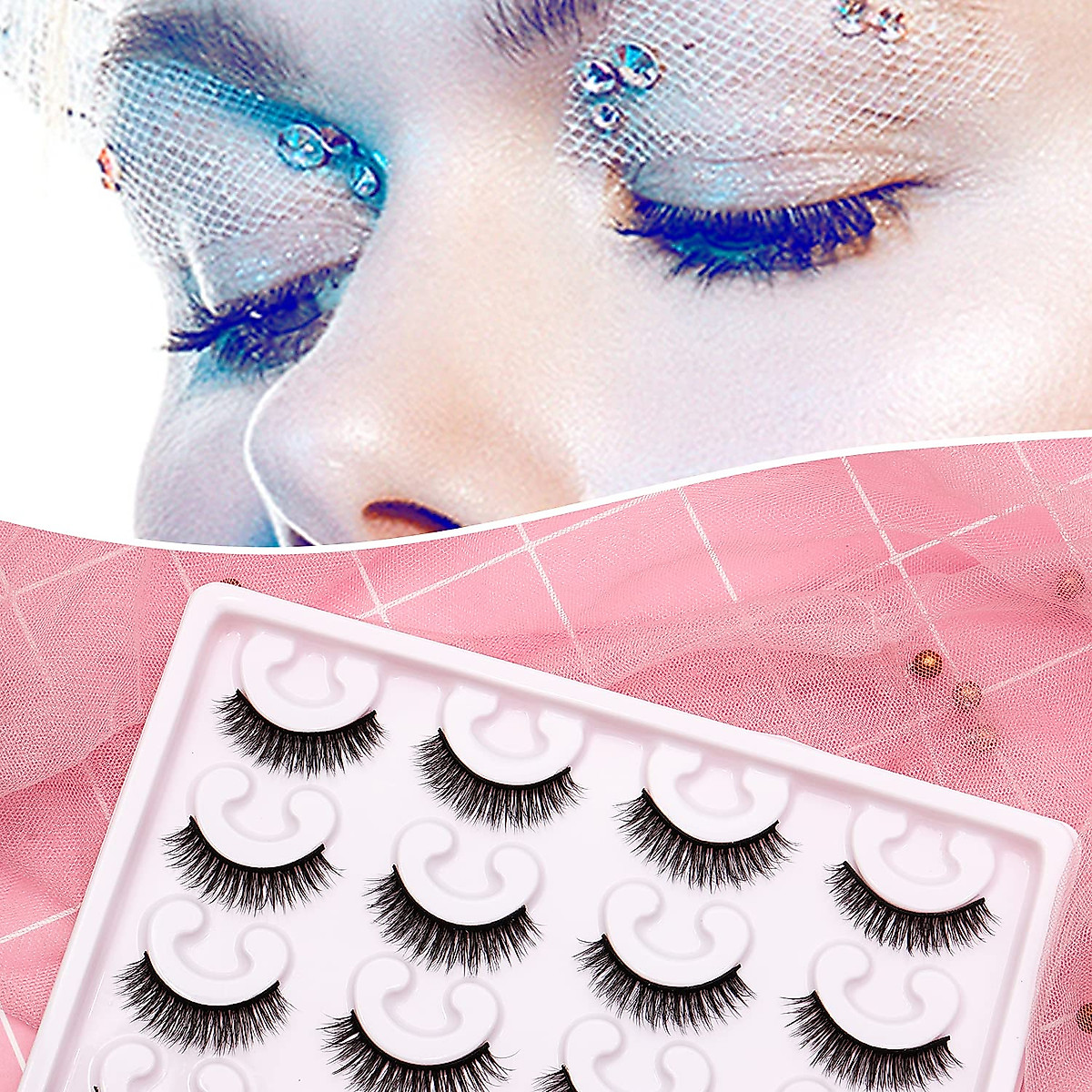 False Lashes Natural Look 6D Thick Faux Mink Lashes 10 Pairs 100% Handmake Reusable Fluffy Volume Full Strip Eye Lashes