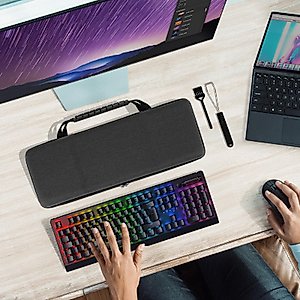 GEEKRIA Full Size Keyboard Case, Hard Shell Travel Carrying Bag for 108 Key Computer Mechanical Gaming Keyboard Compatible with Razer BlackWidow V3 Mechanical Gaming, Ornata Chroma Gaming