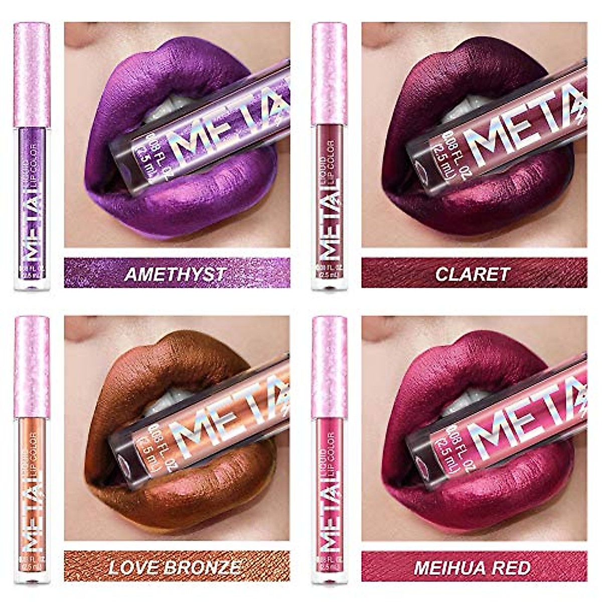 Glitter Shimmer Liquid Lipstick Set 12 Colors Shinning and Long Lasting Waterproof Colourful Lip Gloss Set (12 PCS)