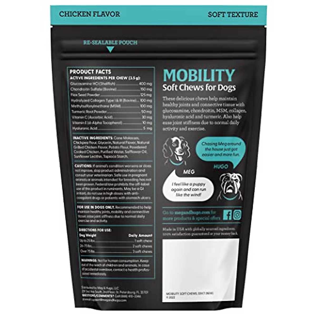 Hip & Joint Supplement for Dogs, 33% More 120 Soft Mobility Chews Glucosamine Chondroitin, Collagen, Turmeric, Hyaluronic Acid, Flaxseed, Vitamin C & E, for Small & Large Breeds, Vet Recommended