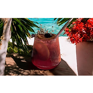 18 count origami ripple Unbreakable Stemless Plastic Wine Champagne Whiskey Glasses Elegant Durable Disposable Indoor Outdoor Ideal for Home, Office, Bars, Wedding, Ribbed 12 Ounce Cups (18, Clear)