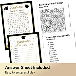 Papery Pop 2024 Graduation Party Games - Set of 4 Games for 30 Guests - Double Sided Cards - Graduation Party Supplies