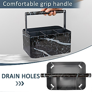 BYUNER Plastic Shower Caddy Dorm: Portable Bathroom Caddy Organizer for College with Handle and Adjustable Divider, Utility Hard Shower Basket Bin Tote for Toiletry,Shampoo,Soap,Cleaning Product Black