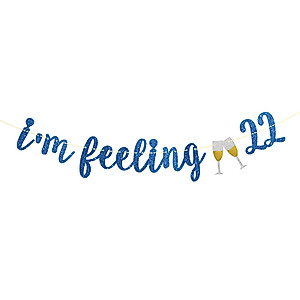 Dill-Dall I'm Feeling 22 Banner, 22nd Birthday Banner, 22nd Birthday Decorations, 22nd Birthday Backdrops ( Royal Blue )